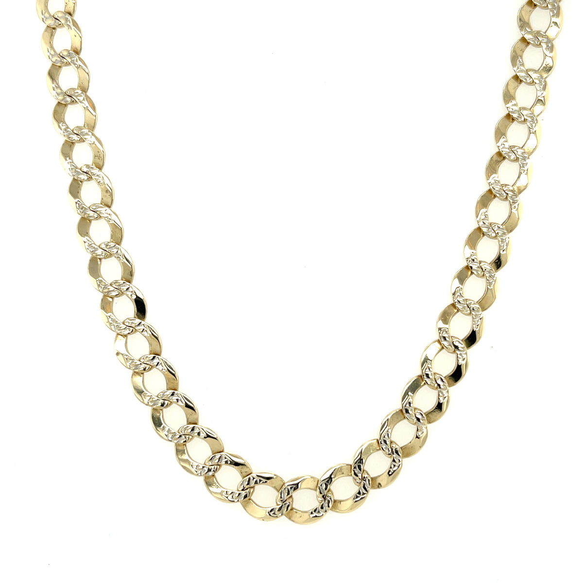 9ct Yellow & White Gold 24 Inch Frosted Link Curb Chain - 23.25g ...