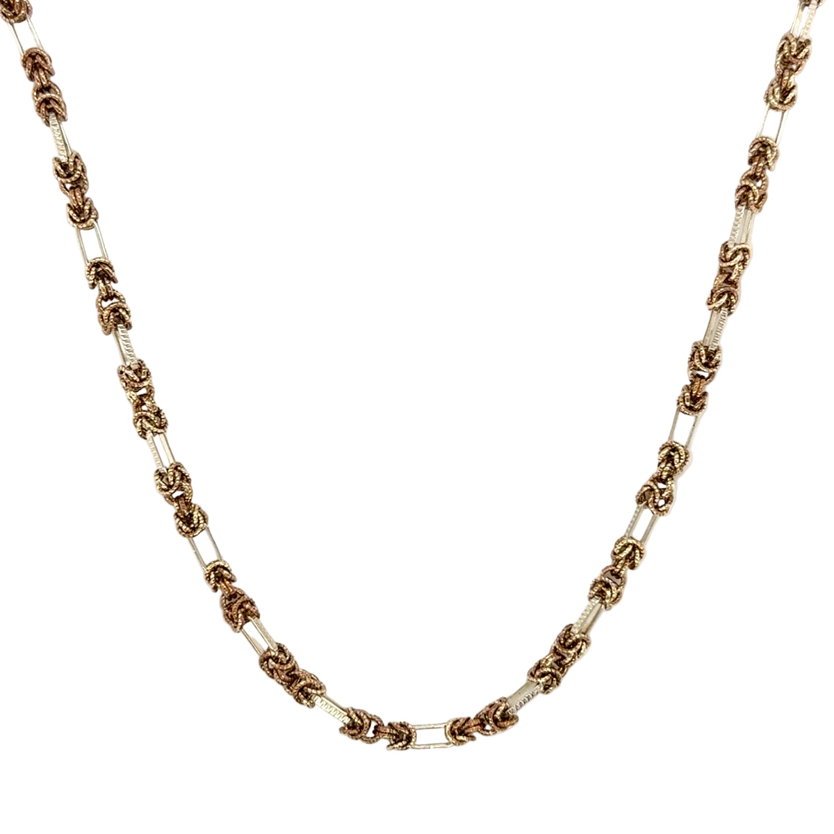 9ct Yellow & White Gold 18 Inch Fancy Link Chain Necklace - 14.50g ...
